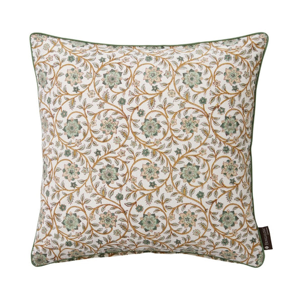 Hand Block Printed 'Roja Sage' Cotton Cushion by Bungalow of Denmark ...