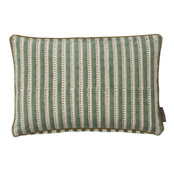 Hand Block Printed 'Kanpur Sage' Cotton Cushion by Bungalow of Denmark ...