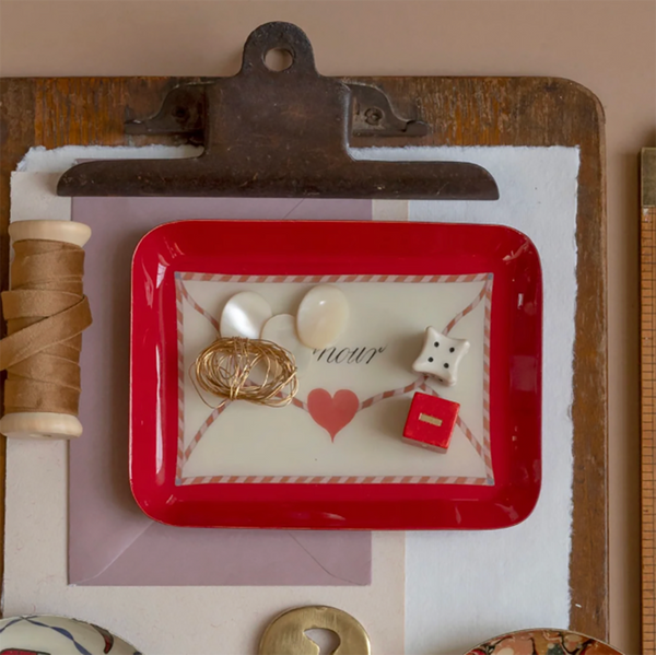 Enamel Tray 'Amour' Rectangle with Rounded Corners by Roomytown UK ...
