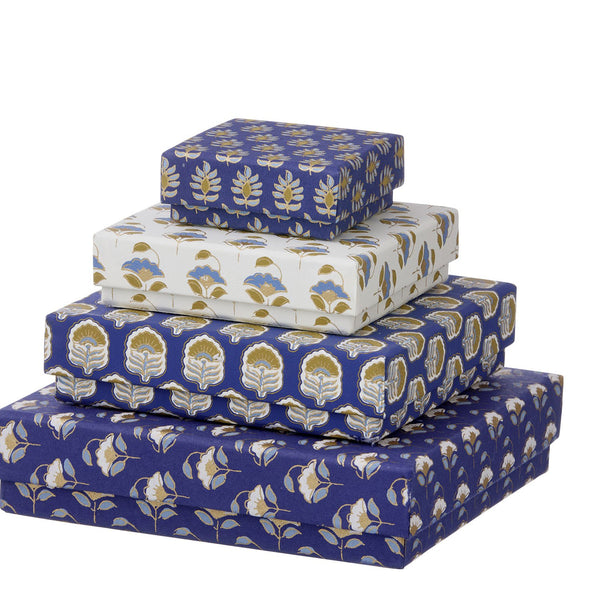 Set of Four 'Priya Indigo' Square Boxes by Bungalow of Denmark ...