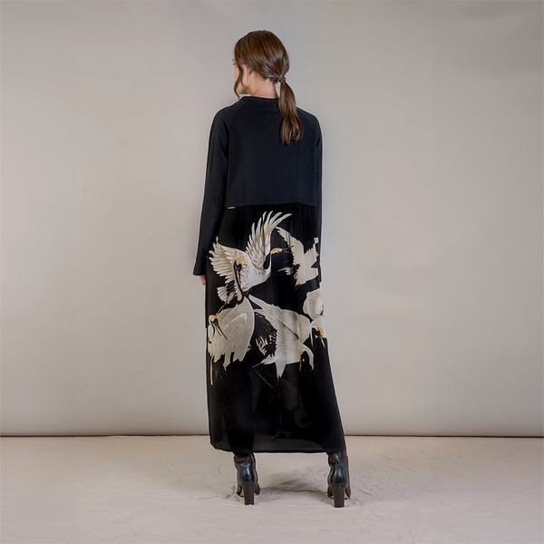 'Black Stork Crepe' Slouch Dress by One Hundred Stars – Curated Living