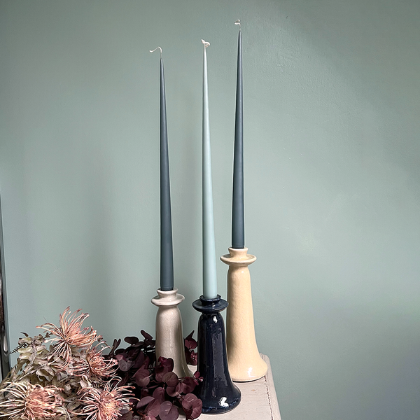Pair of Tapered Candles. Stone Blue. – Curated Living